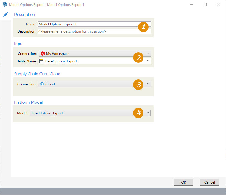 Exporting model options to the Supply Chain platform