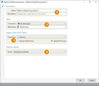 Exporting model groups to the Supply Chain platform